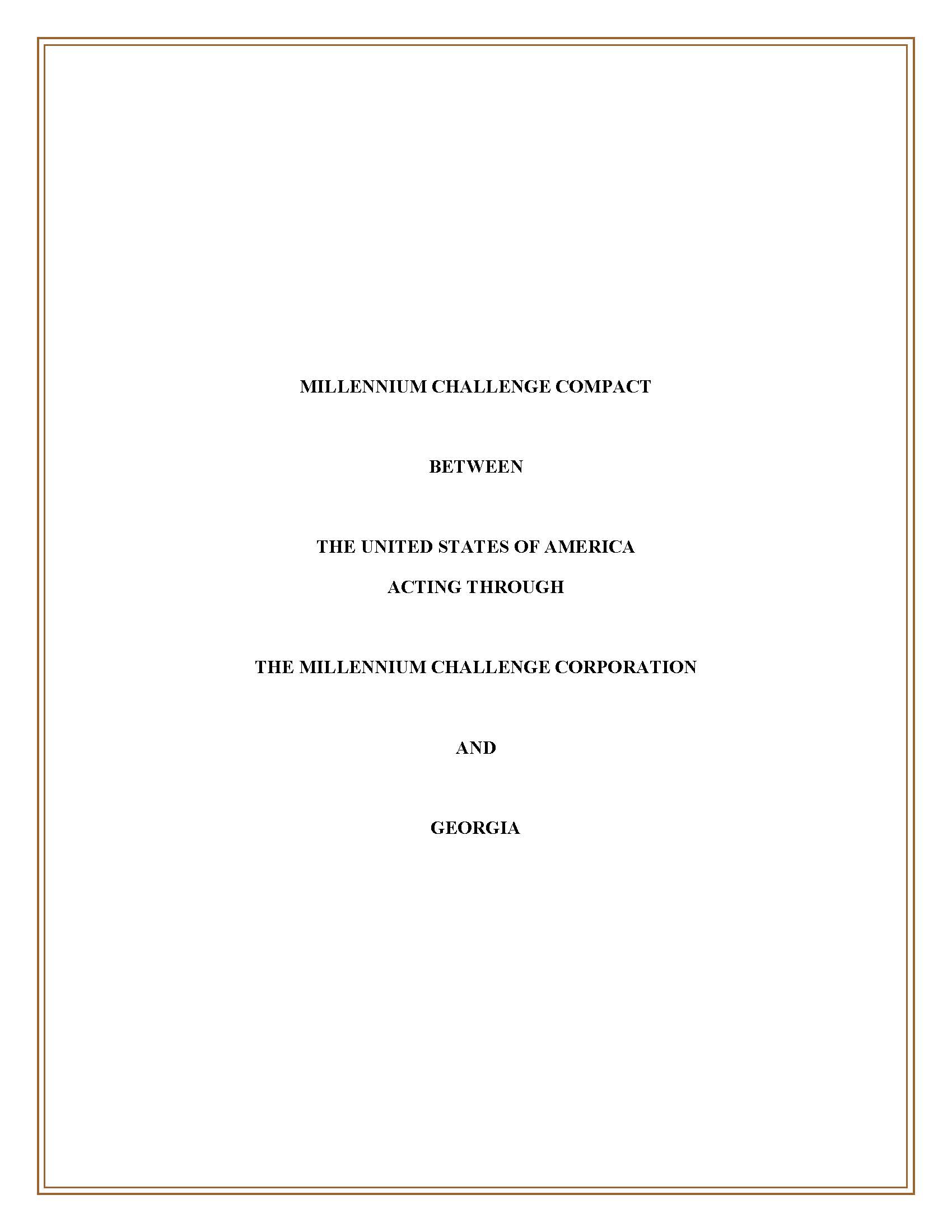 Second Compact between MCC and Georgia | Millennium Challenge Corporation