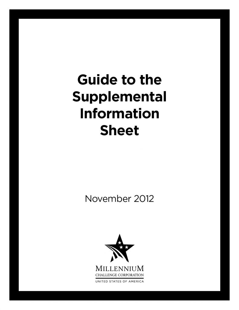 Guide to the Supplemental Information Sheet | Millennium Challenge ...