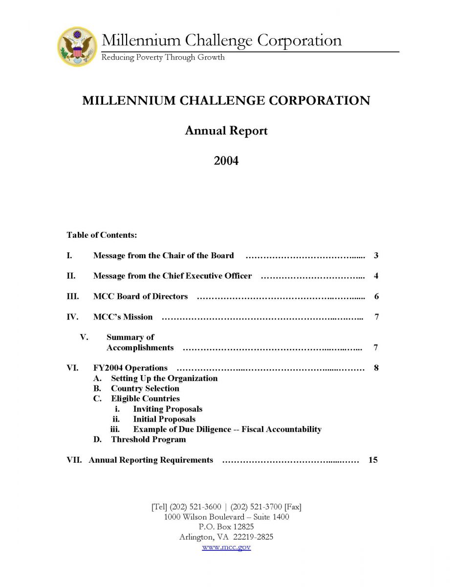 2004 Annual Report | Millennium Challenge Corporation